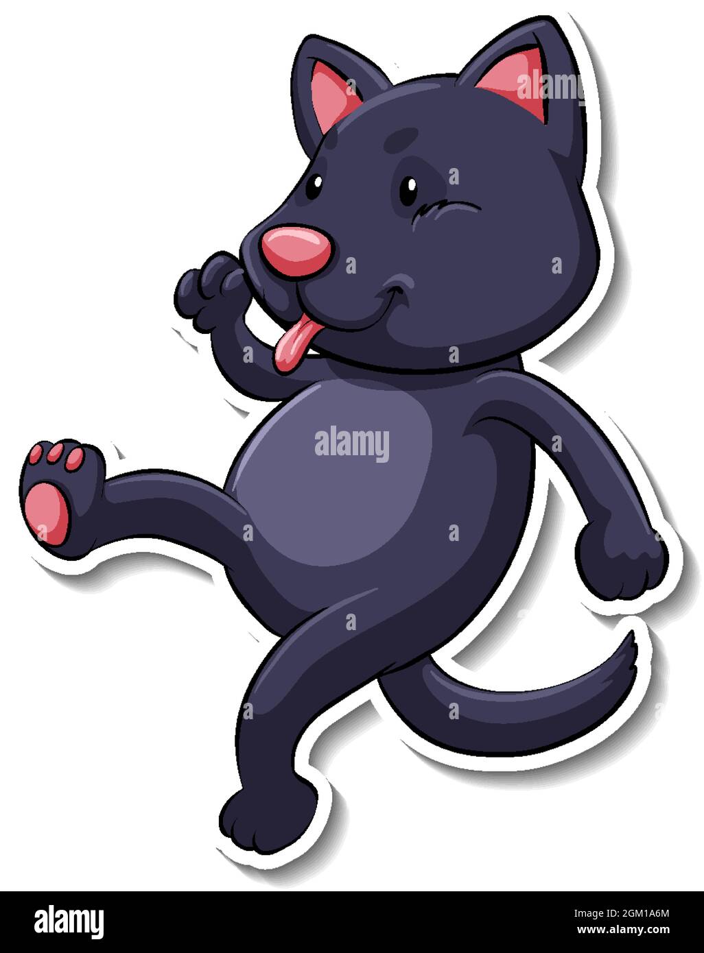 A sticker template of cat cartoon character illustration Stock Vector ...
