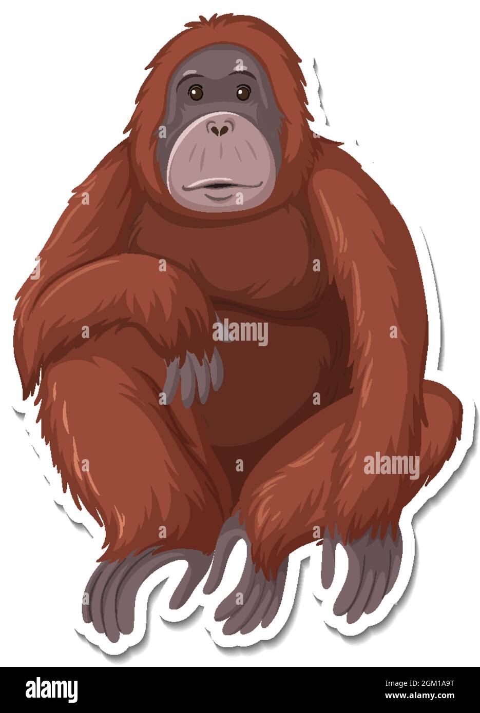 A sticker template of ape cartoon character illustration Stock Vector ...