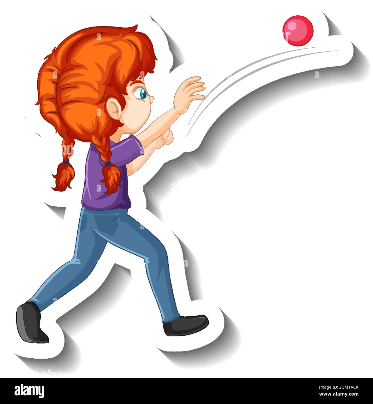 Little girl playing throwing ball Stock Vector Images - Alamy