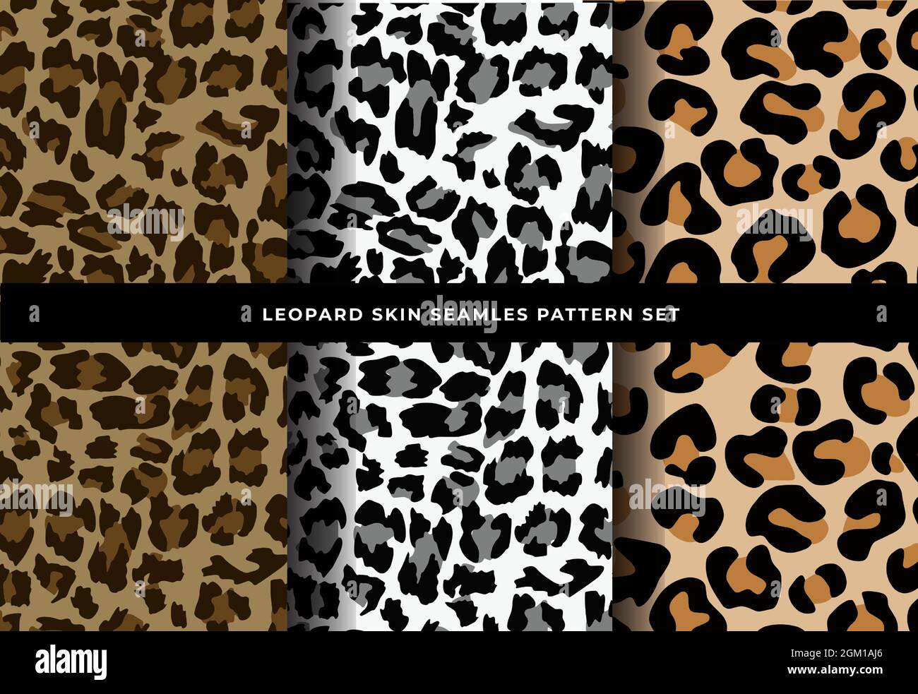 Leopard skin seamless pattern set. Mammals Fur. Collection of print ...