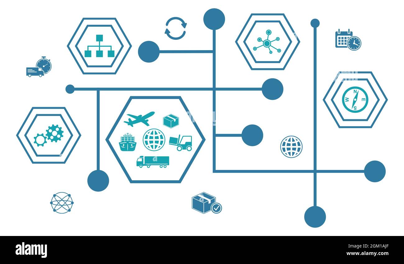 Concept of transportation with connected icons Stock Photo - Alamy