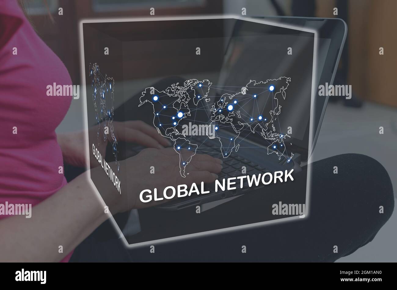 Global network concept illustrated by a picture on background Stock ...