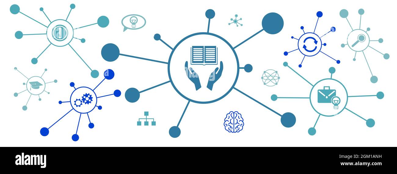 Concept of knowledge with connected icons Stock Photo - Alamy