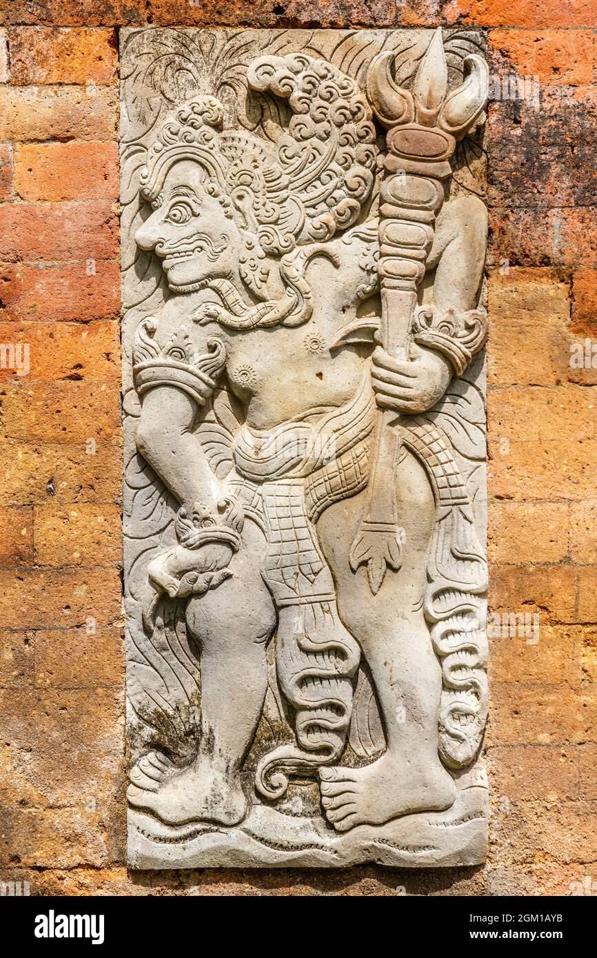 Stone carving at Hindu Balinese temple. Ubud, Gianyar, Bali, Indonesia ...