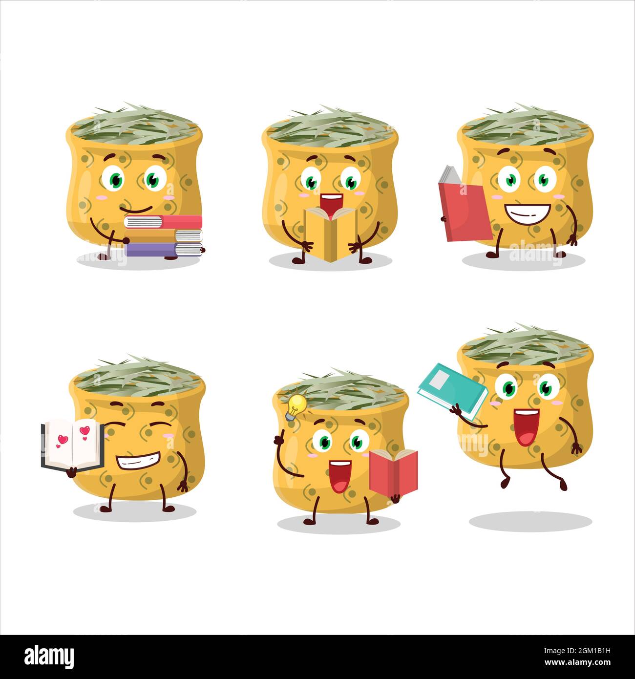 A picture of rosemary cartoon character concept reading an amusing book ...