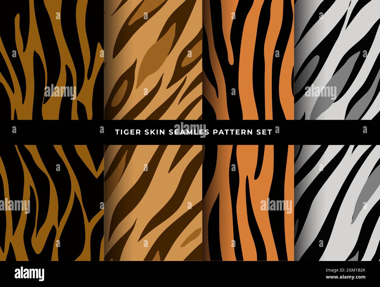 Tiger skin seamless pattern set. Mammals Fur. Collection of print skins ...