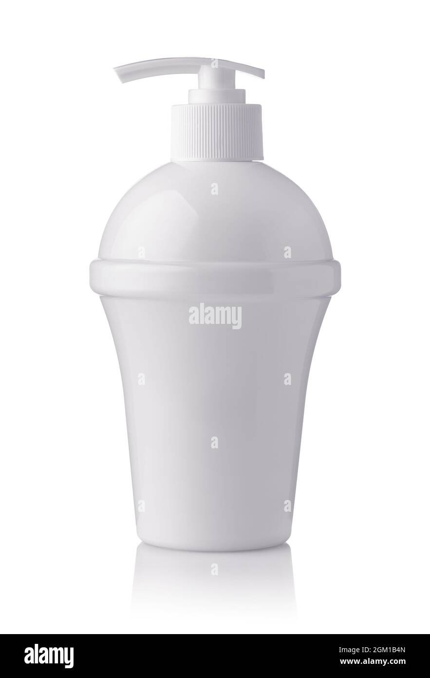 Front view of blank plastic white pump container isolated on white ...