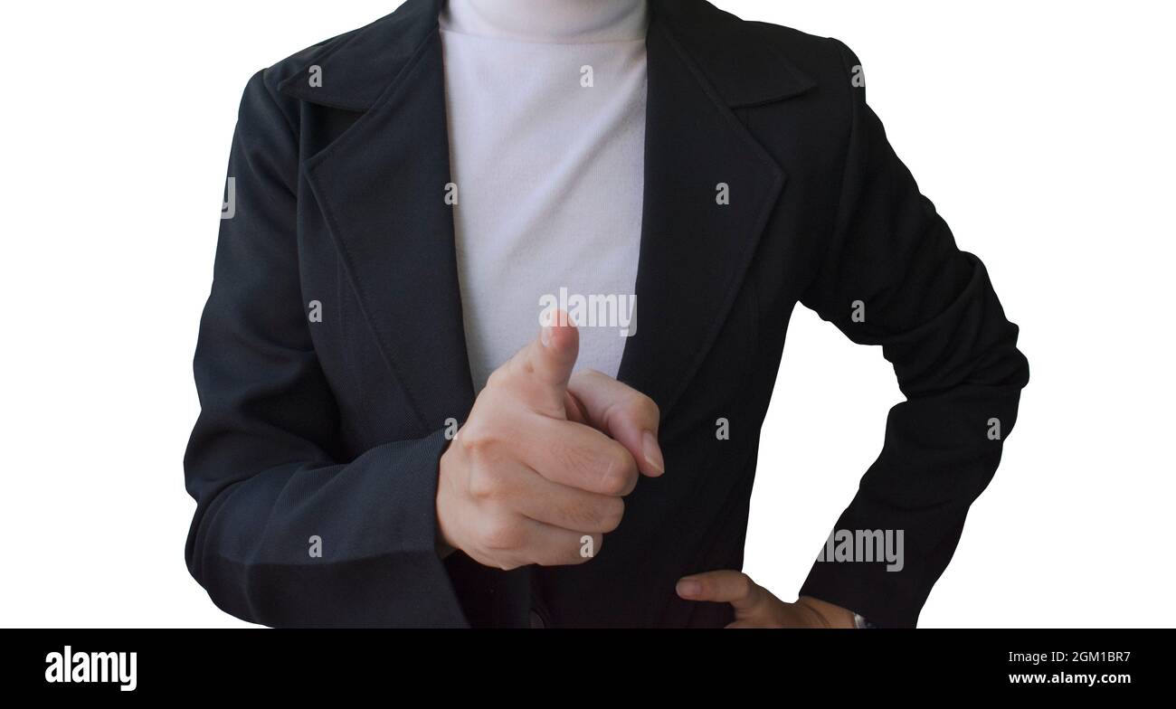 Business women pointed finger to camera act like she assigned job to a ...