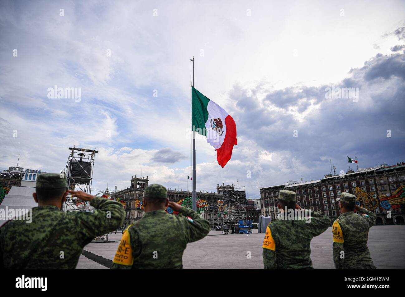 Mexico City. 15th Sep, 2021. Photo taken on Sept. 15, 2021 shows a flag ...
