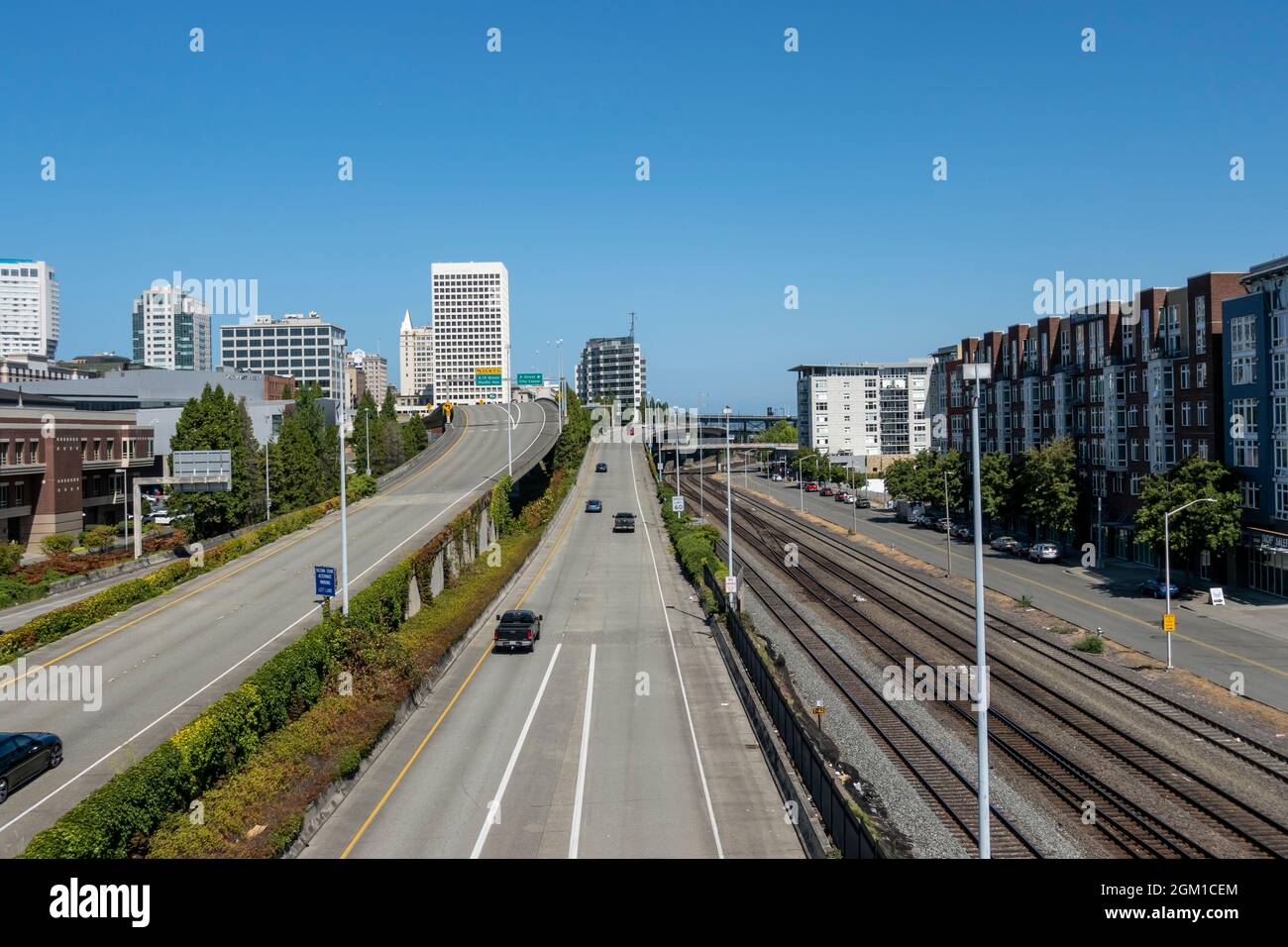 Tacoma, WA USA - circa August 2021: Wide cityscape view of downtown ...
