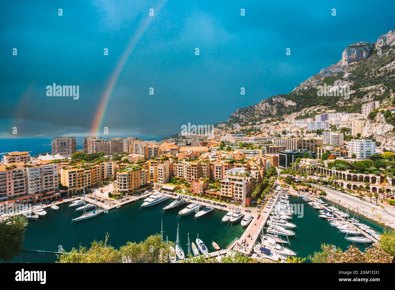 Yachts moored near city Pier, Jetty In Sunny Summer Day. Monaco, Monte ...