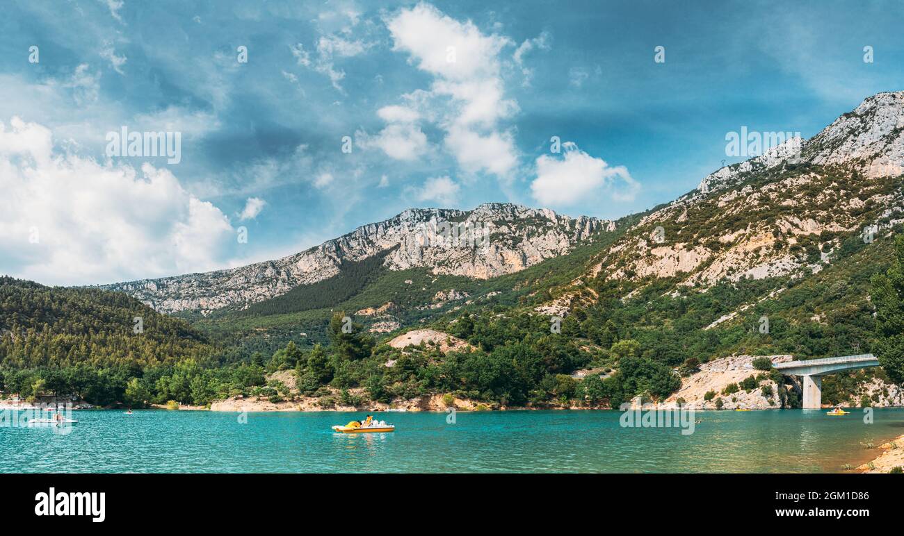 People Floating On Catamarans On The St Croix Lake In The Gorges Du ...