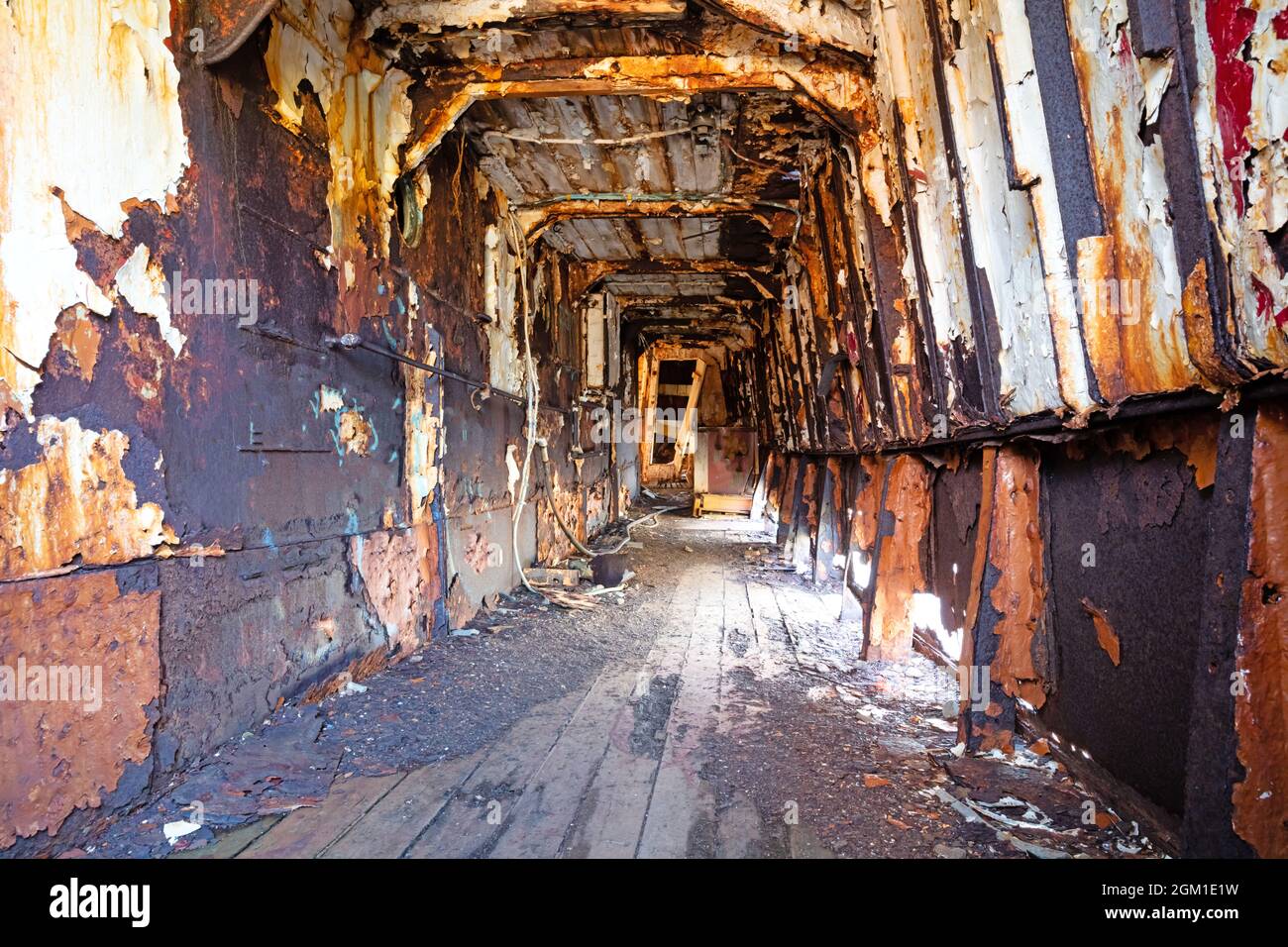 Inside an old rusty shipwreck in Iceland, northwest Iceland Stock Photo ...