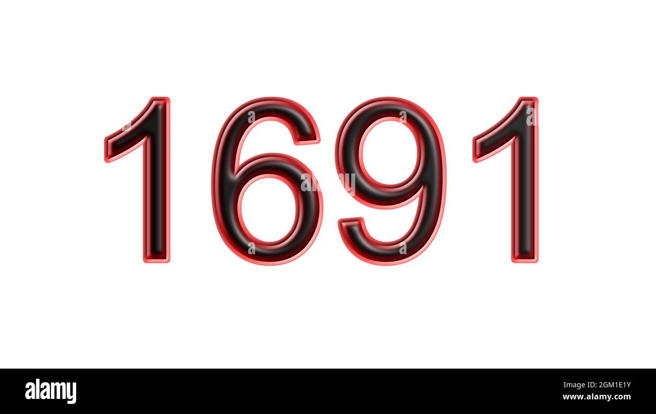 red 1691 number 3d effect white background Stock Photo - Alamy