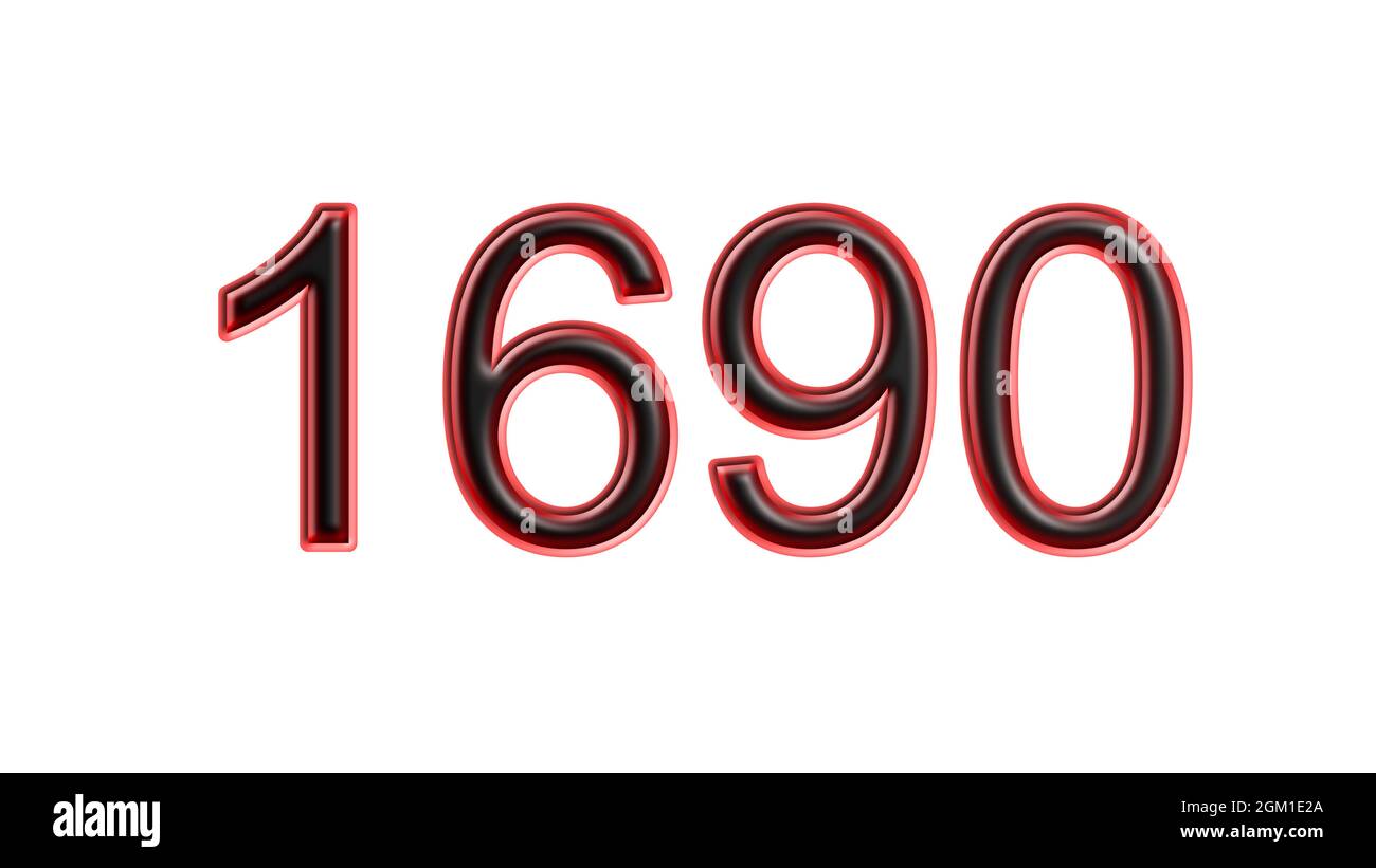 red 1690 number 3d effect white background Stock Photo - Alamy