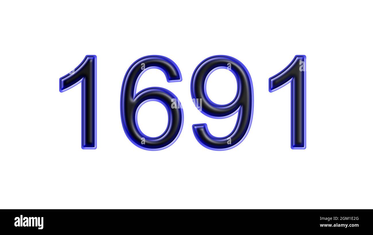 blue 1691 number 3d effect white background Stock Photo - Alamy