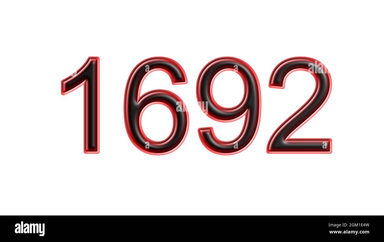 red 1692 number 3d effect white background Stock Photo - Alamy