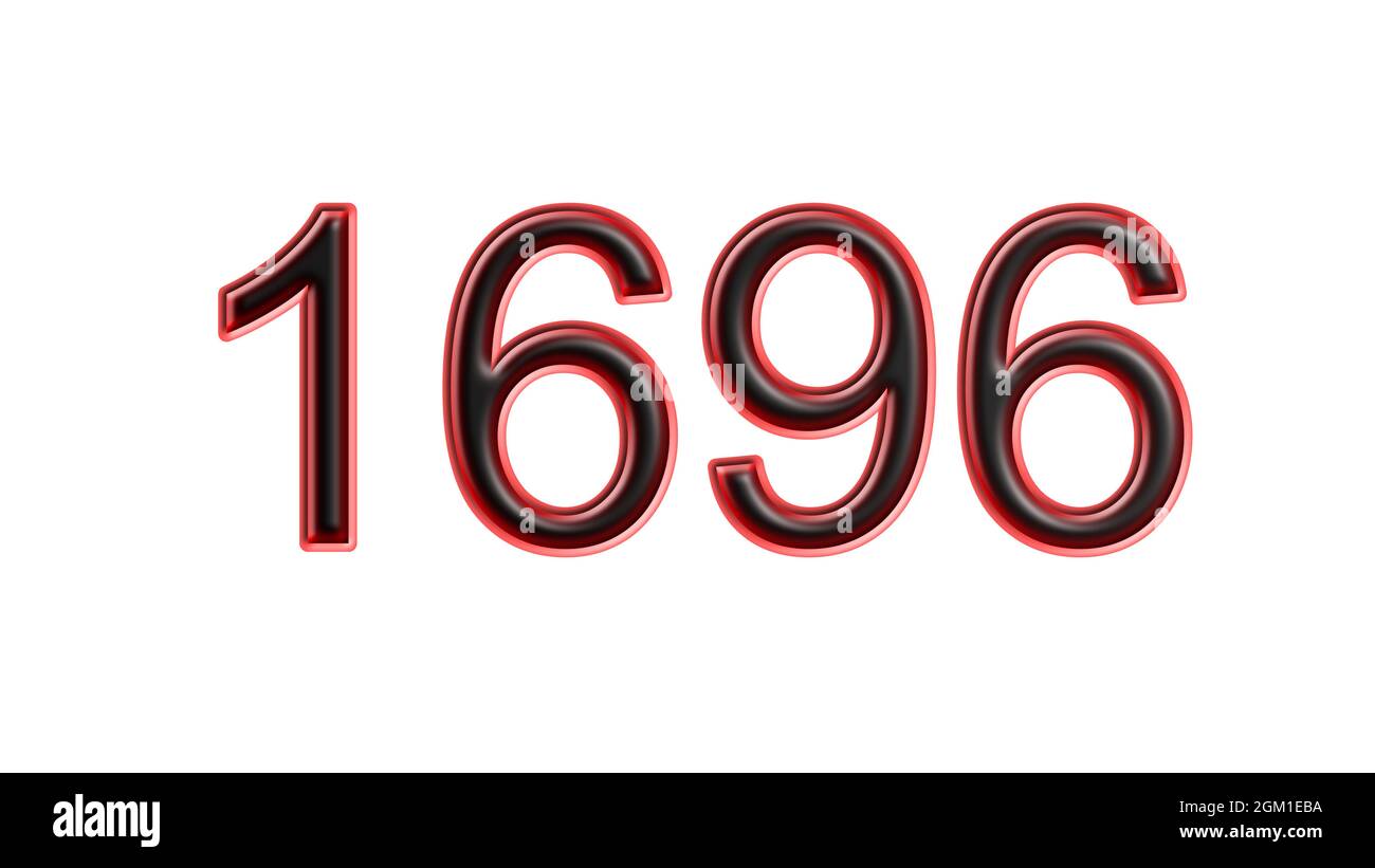 red 1696 number 3d effect white background Stock Photo - Alamy
