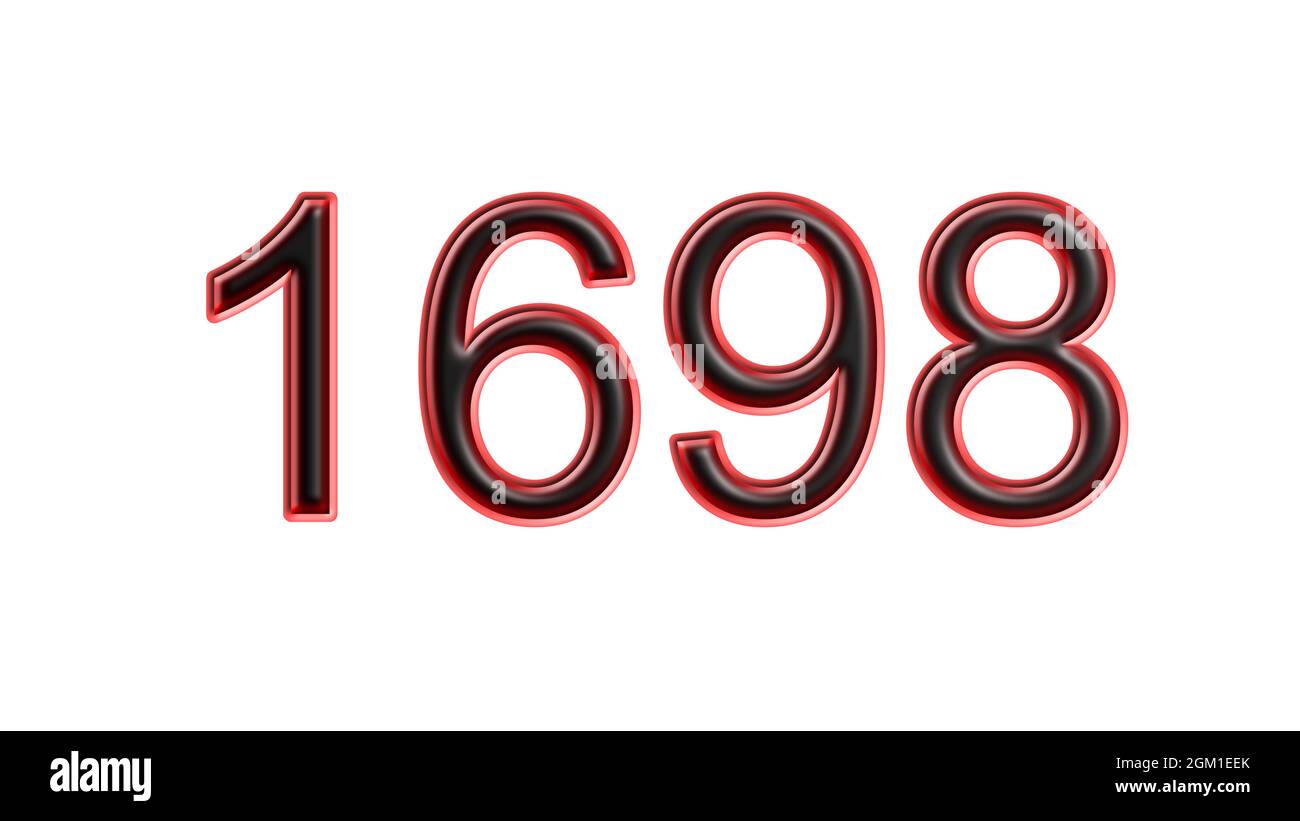 red 1698 number 3d effect white background Stock Photo - Alamy