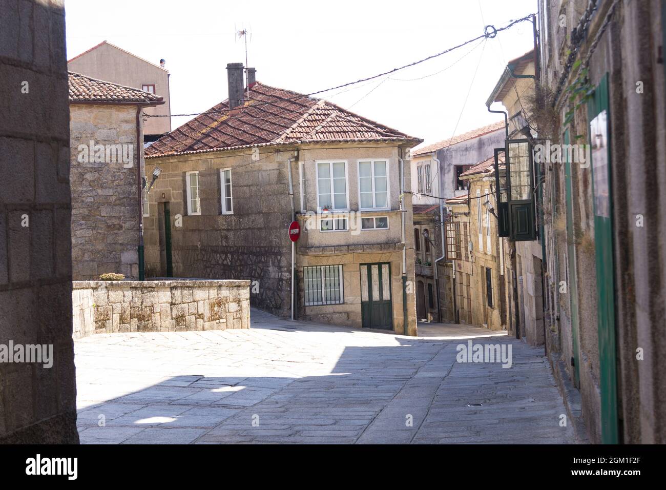 Streets of Tui, southern Galicia, Spain. Historic streets in the town ...