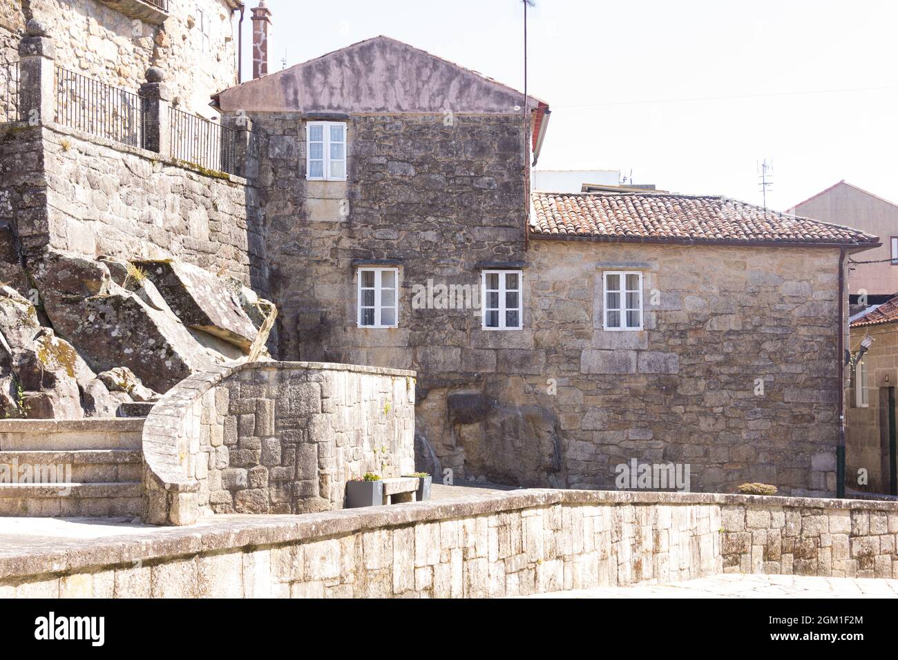 Streets of Tui, southern Galicia, Spain. Historic streets in the town ...