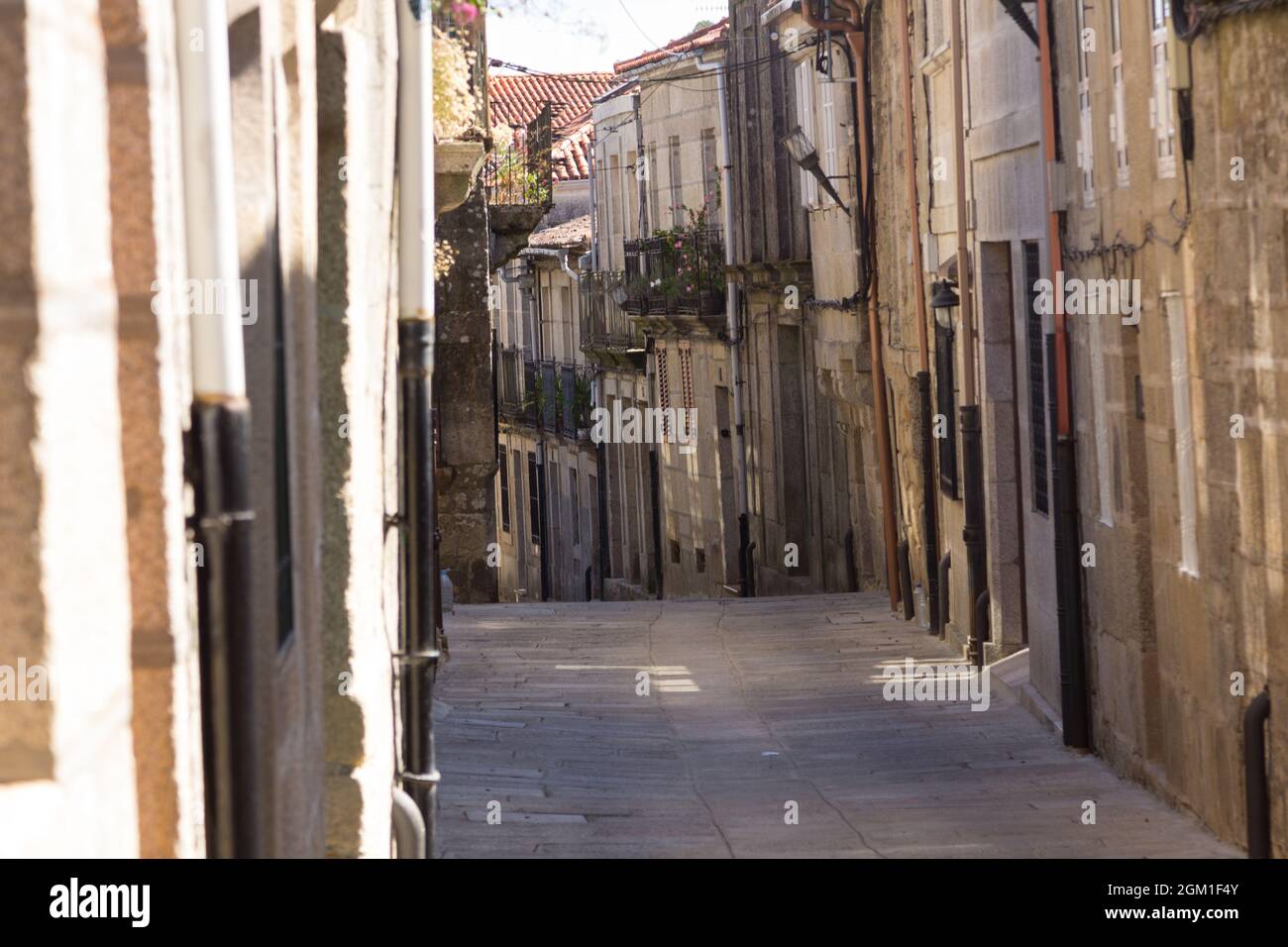 Streets of Tui, southern Galicia, Spain. Historic streets in the town ...