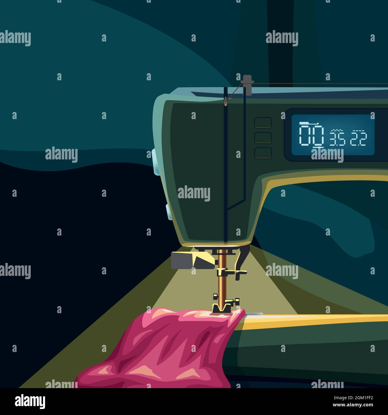 Work on sewing machine seamstress Stock Vector Images - Alamy