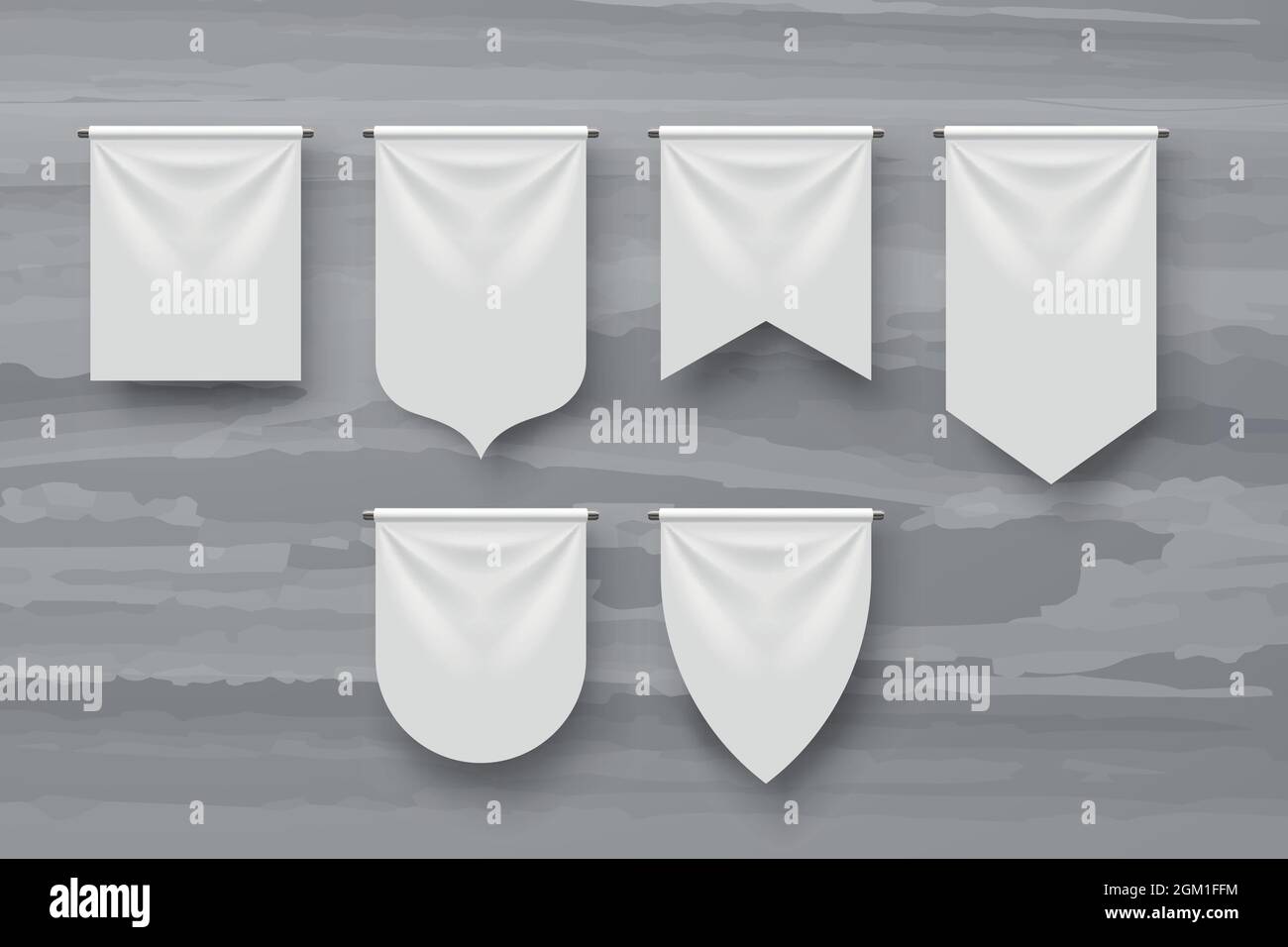 realistic white pennants various shapes in set Stock Vector Image & Art ...