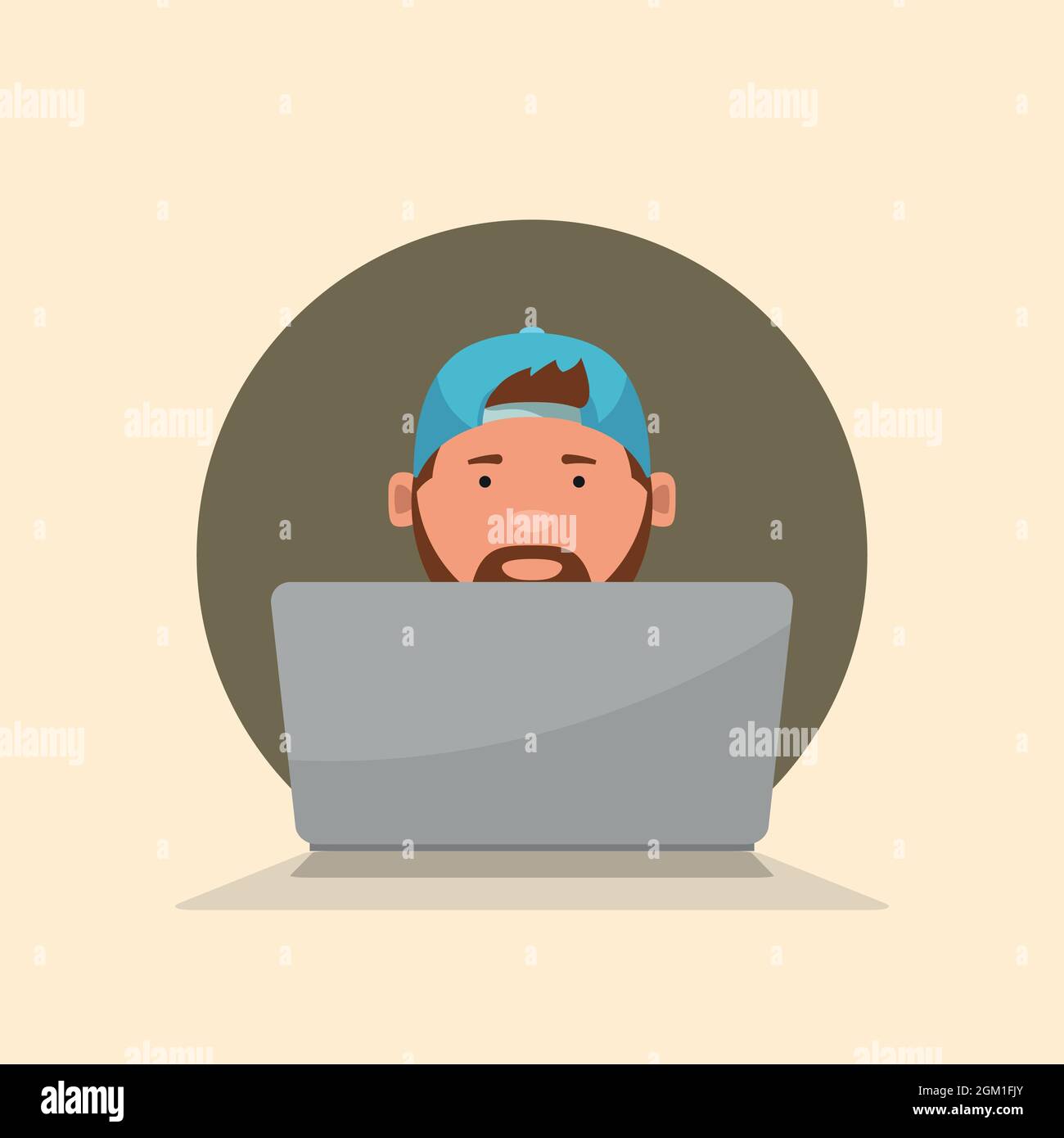 Portrait trendy young man sitting computer Stock Vector Images - Alamy