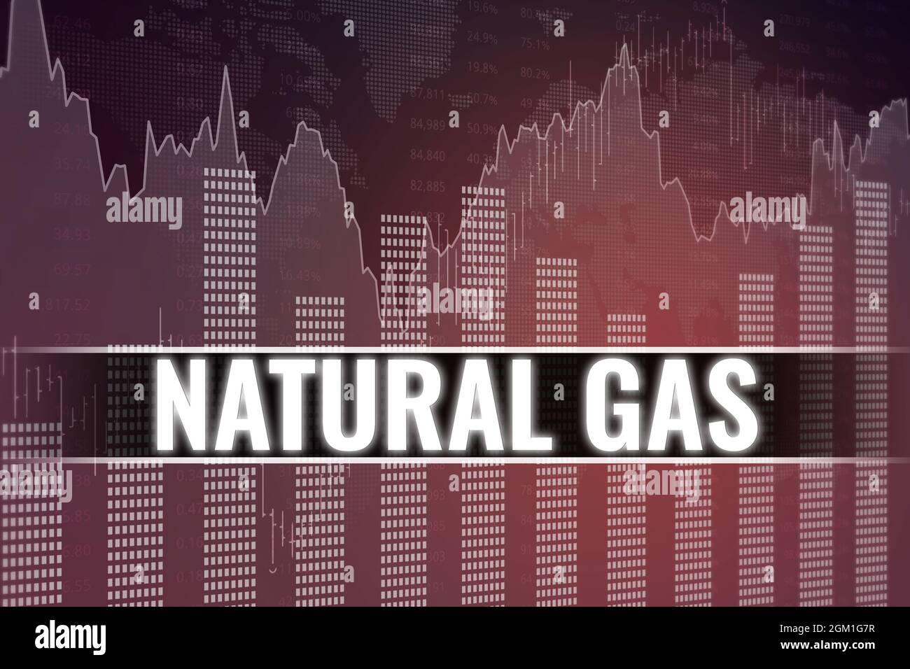 Price change on Natural gas futures (ticker NG) in world on dark red ...