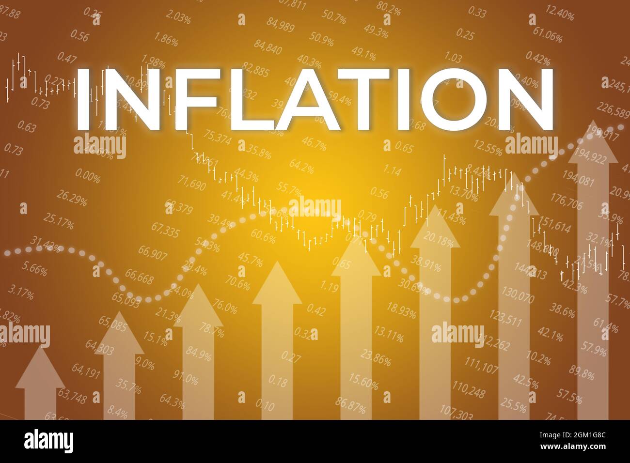 Inflation chart on yellow finance background. Trend Up and Down. 3D ...