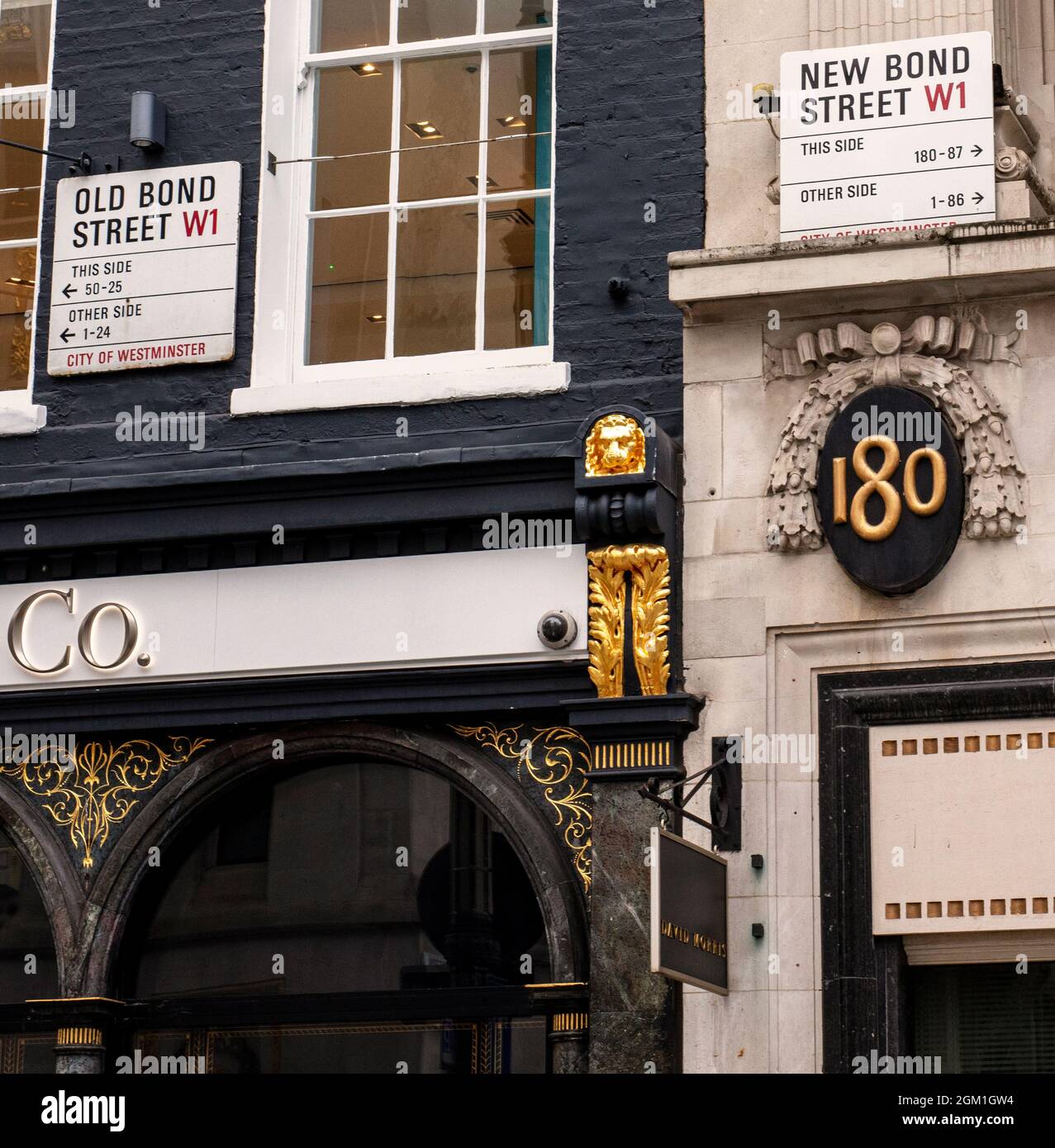 Bond St, Westminster, London, UK; an ultra-fashionable shopping street ...