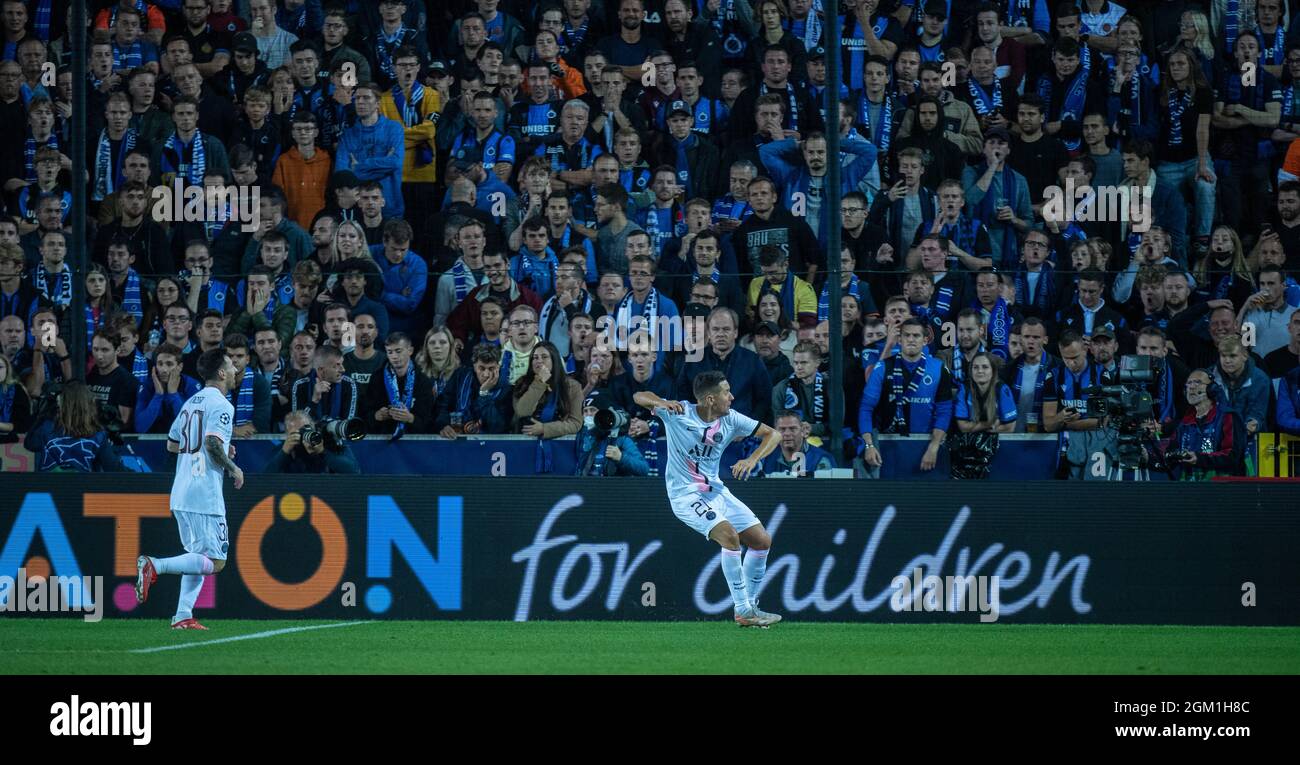 BRUGGE, BELGIUM - SEPTEMBER 15: Ander Herrera celebrate with Lionel ... BRUGGE, BELGIUM - SEPTEMBER 15: Ander Herrera celebrate with Lionel ...
