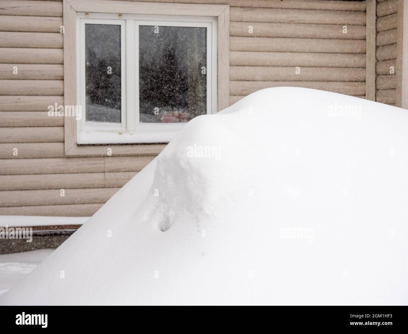 Huge heap of snow in front of the house after a heavy snowfall Stock ...