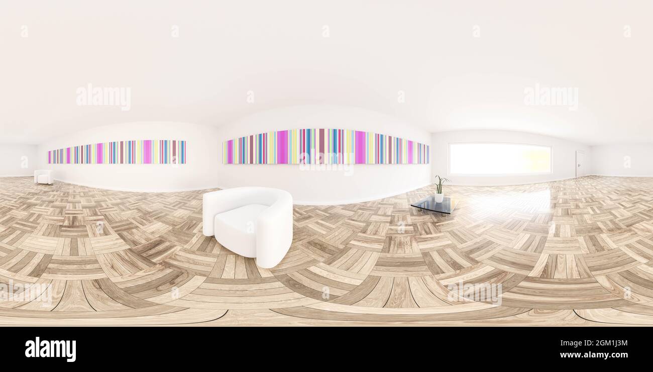 full spherical 360 panorama of white modern studio interior room 3d ...