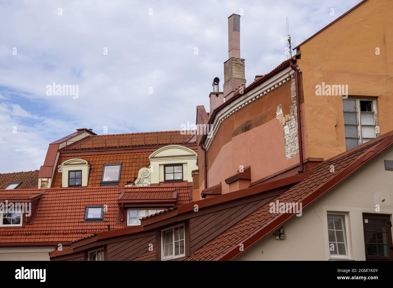 Abstract conceptual architecture of vintage roofs of houses with ...