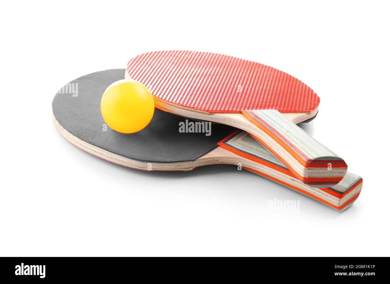 Ping pong rackets and ball, isolated on white Stock Photo - Alamy