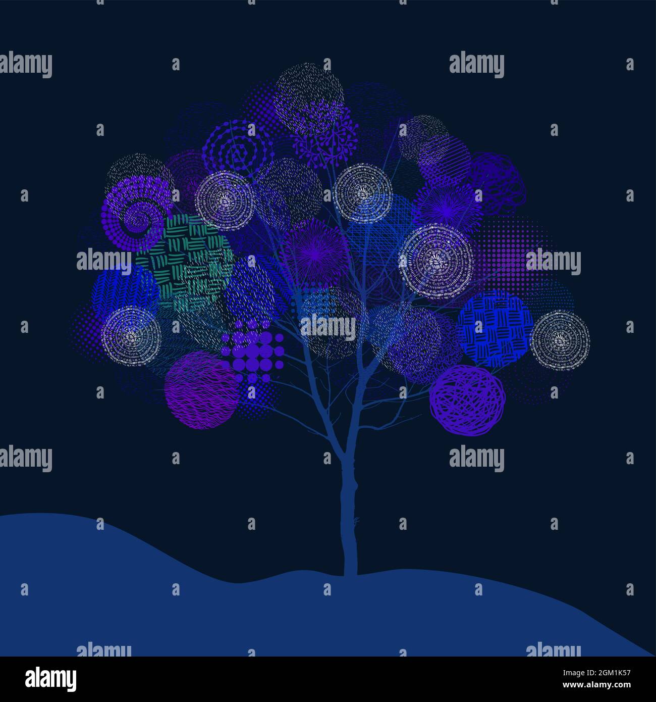 Winter abstract tree. Night. Vector illustration Stock Vector Image ...