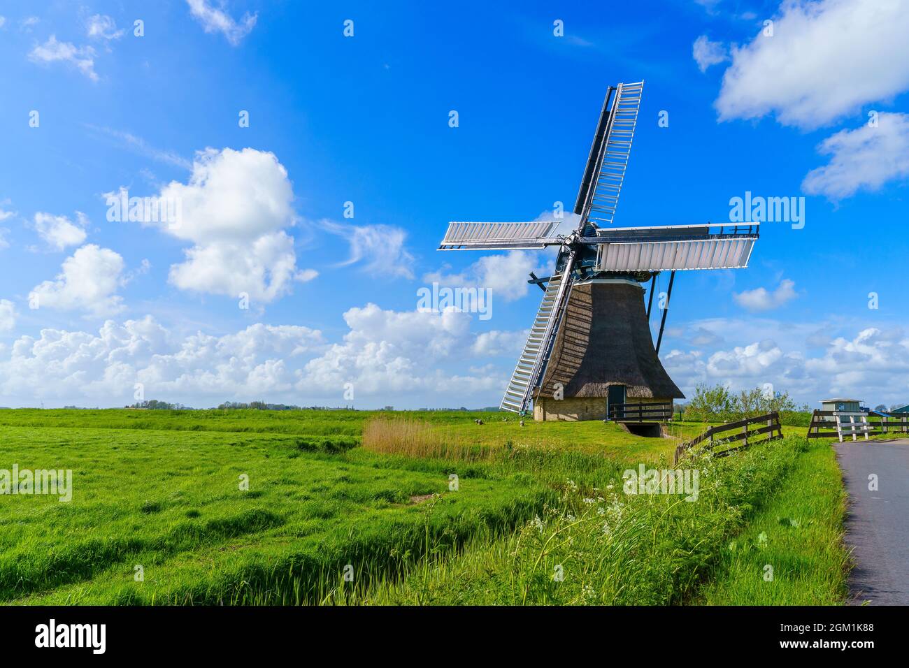 Old dutch mill in Friesland, Netherlands Stock Photo - Alamy