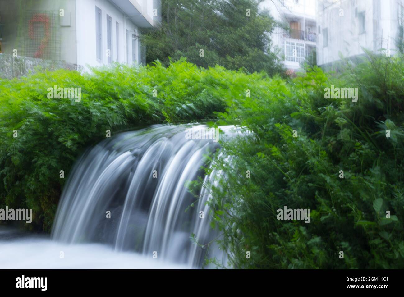 Small waterfalls; waterfalls. Nature. Foam generated by the waterfall ...
