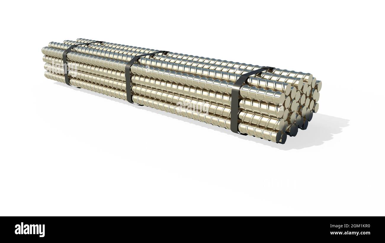 big reinforcing steel pack - isolated concept industrial 3D ...