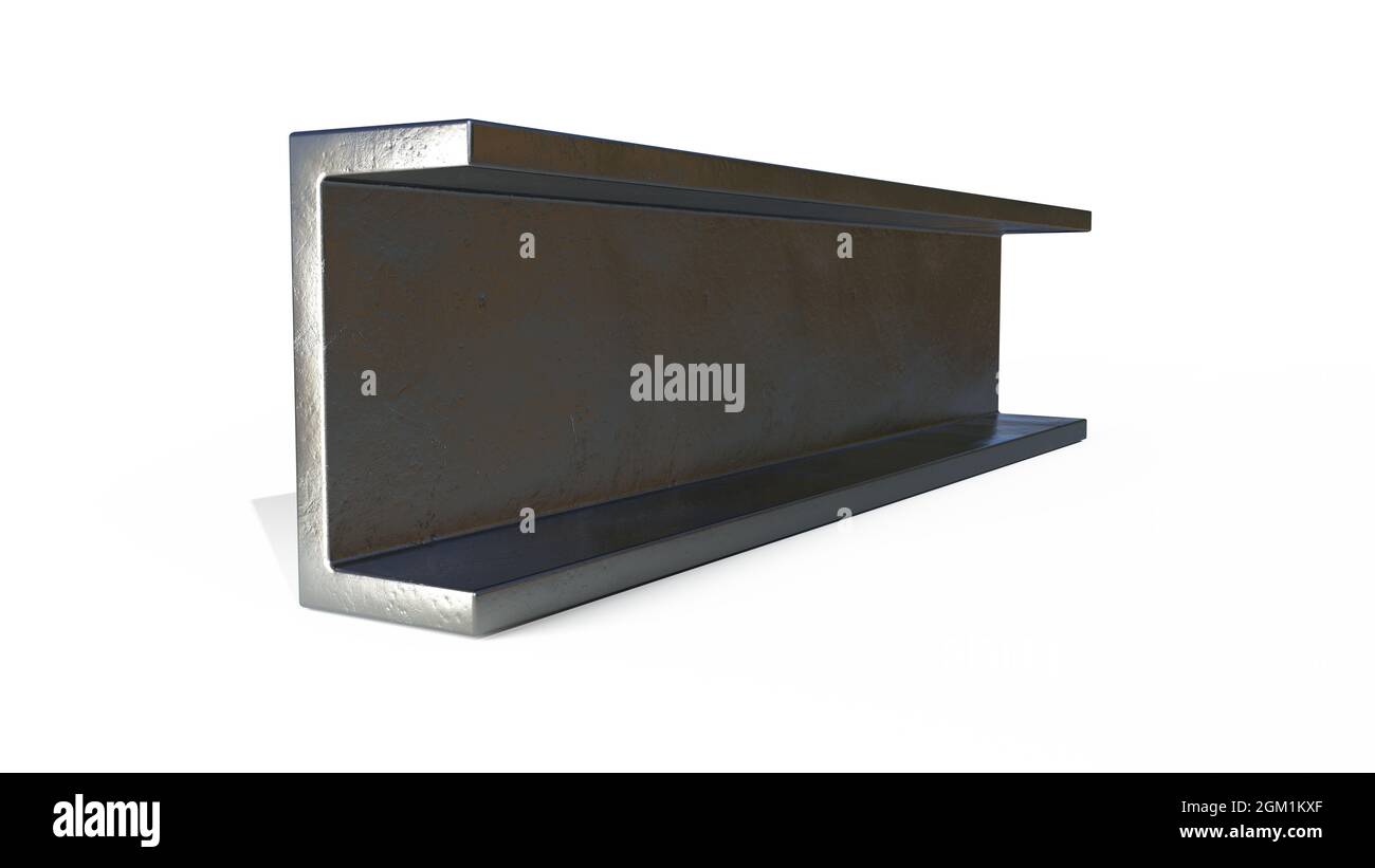 channel bar rolled metal - isolated cg industrial 3D illustration Stock ...