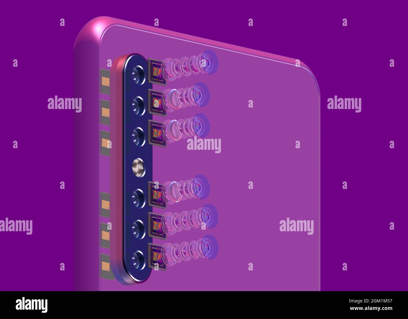 Smartphone with six cameras concept illustration, 3D rendering Stock ...