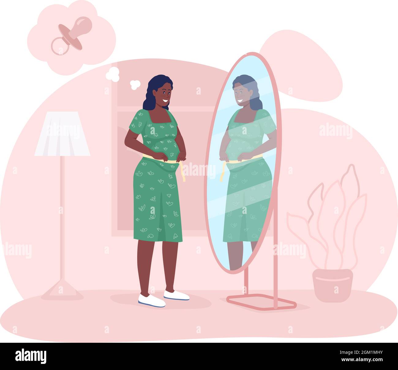 Mother expecting baby 2D vector isolated illustration Stock Vector ...