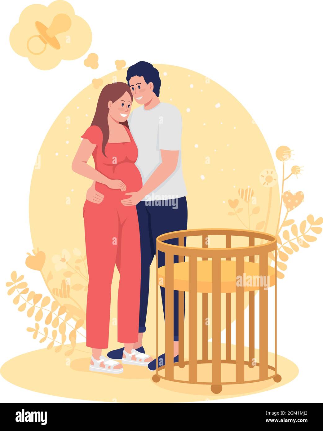 Couple expects baby 2D vector isolated illustration Stock Vector Image ...