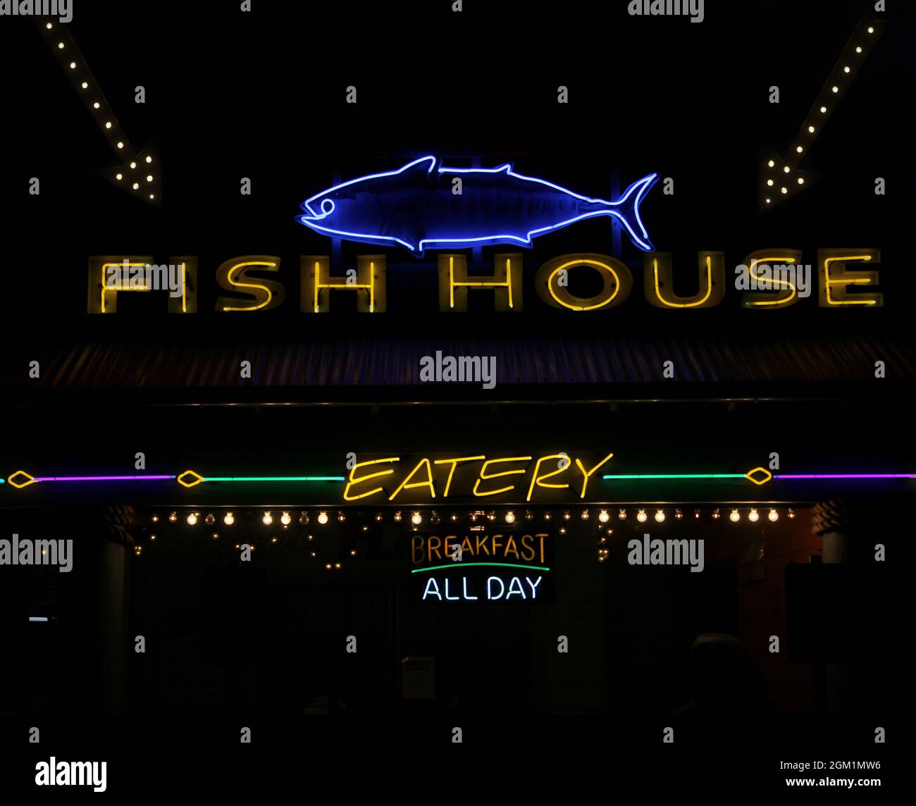 Fish House Sign- A Type of Restaurant - Neon Photo Composite Image ...