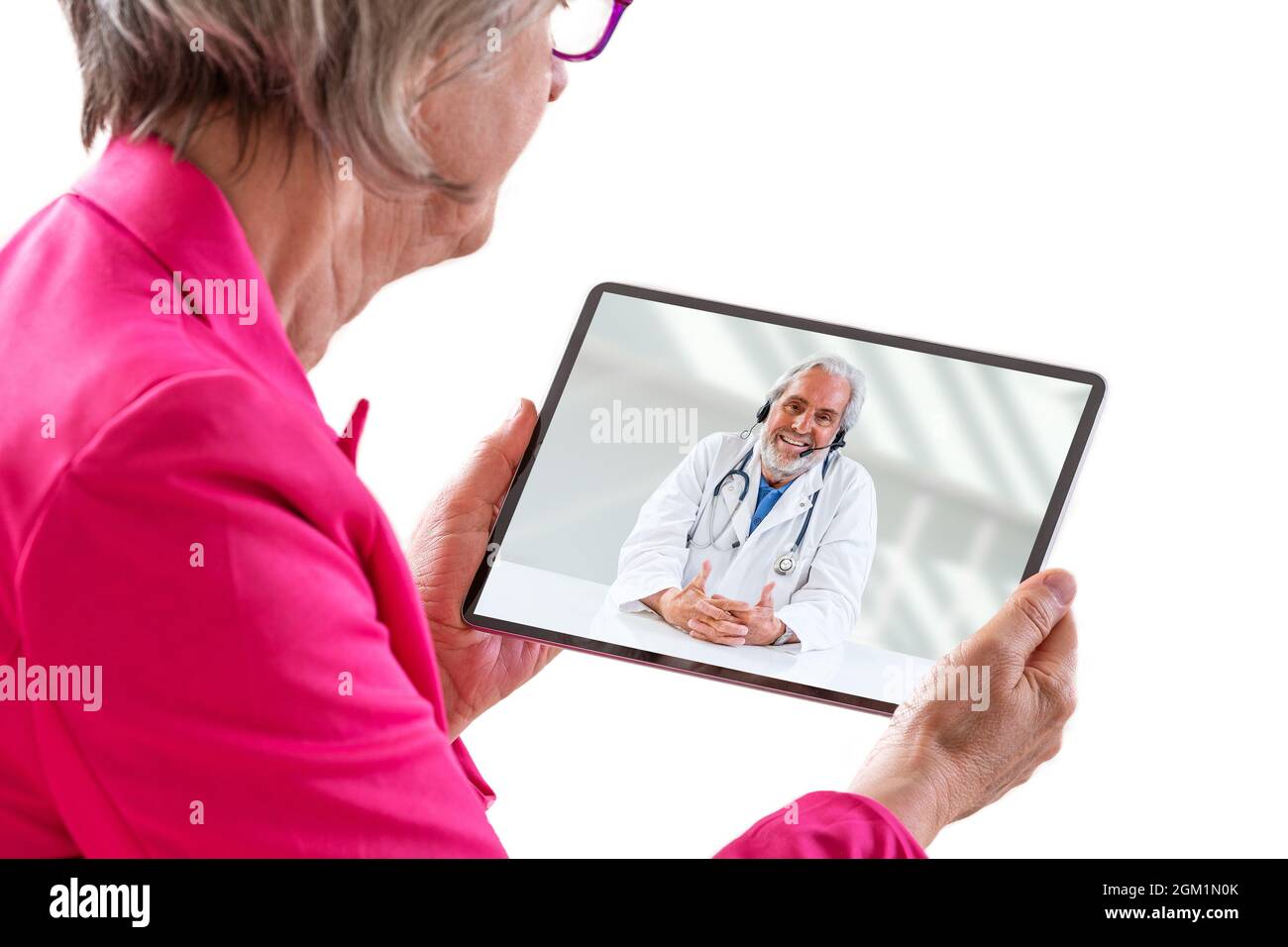 Remote consultation- Doctor sitting at hospital, with laptop, having an ...