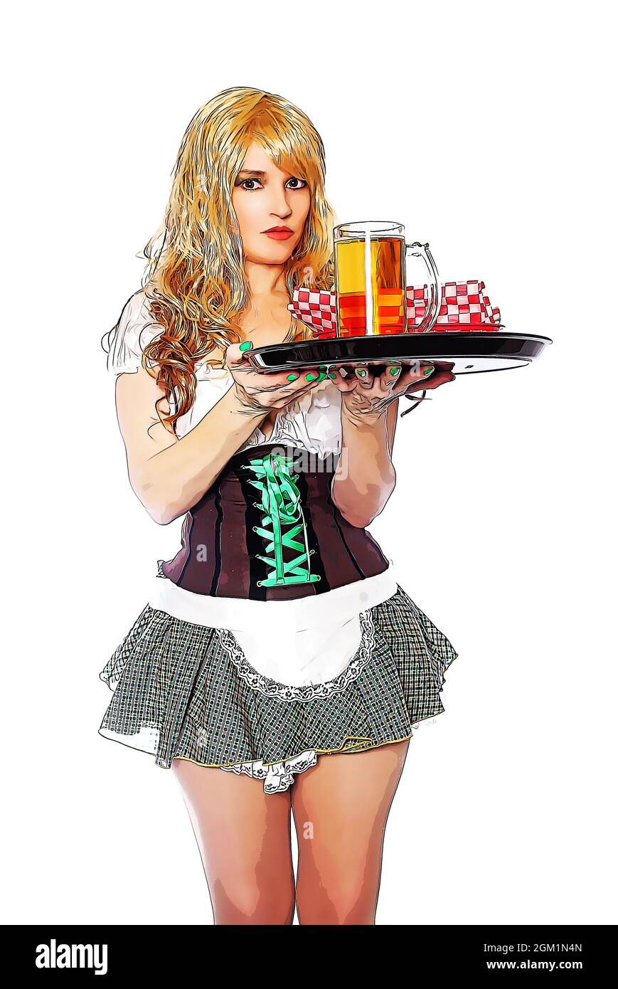 Tavern Waitress With Beer Mug Closeup on White Stock Photo - Alamy