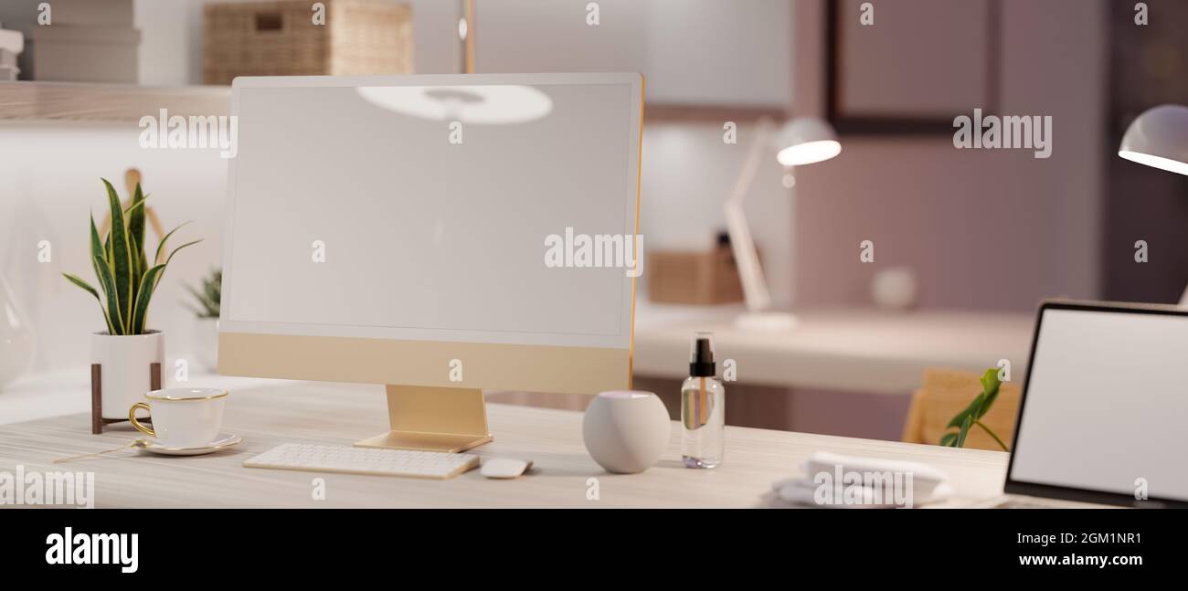 Office Desk Background Psd Closeup, Modern Office Studio Office