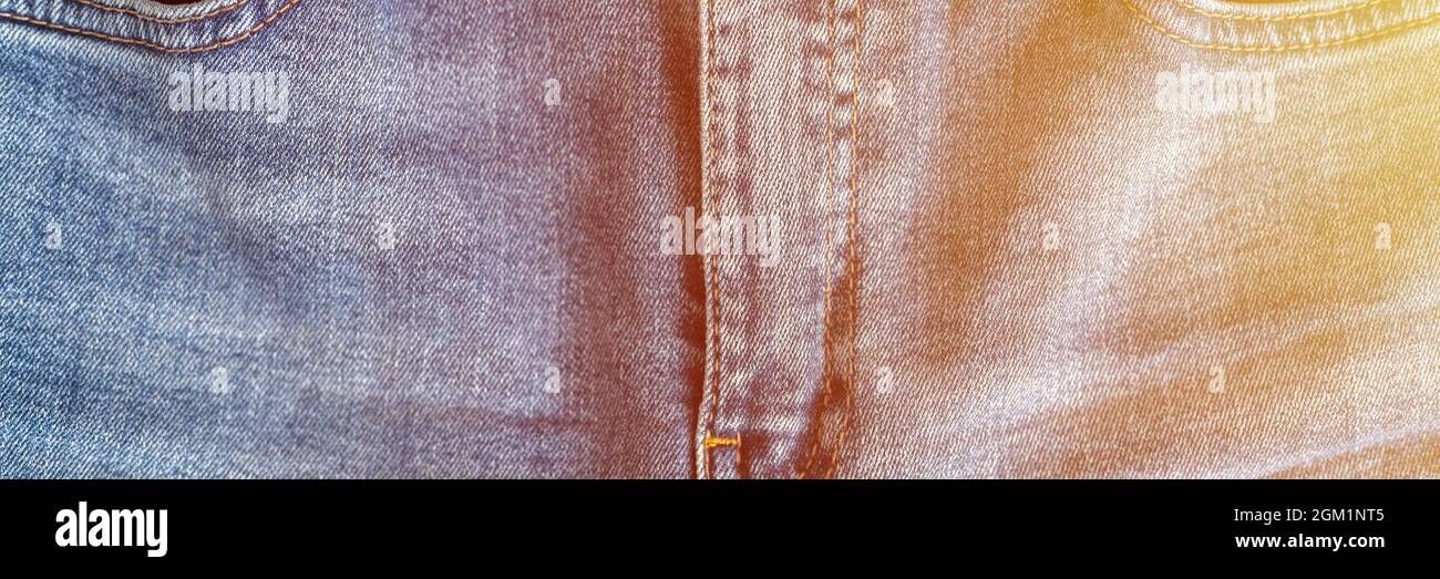 front part woman's jeans pants with fly blue color close up. concept of ...